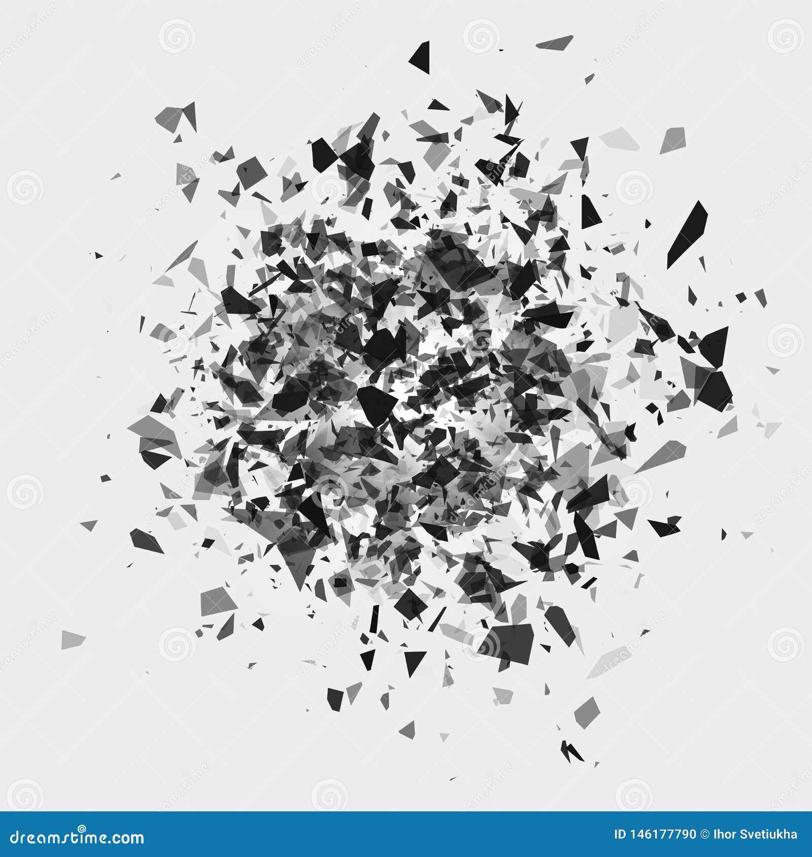Shatter and Destruction Effect. Abstract Cloud of Pieces and Fragments ...