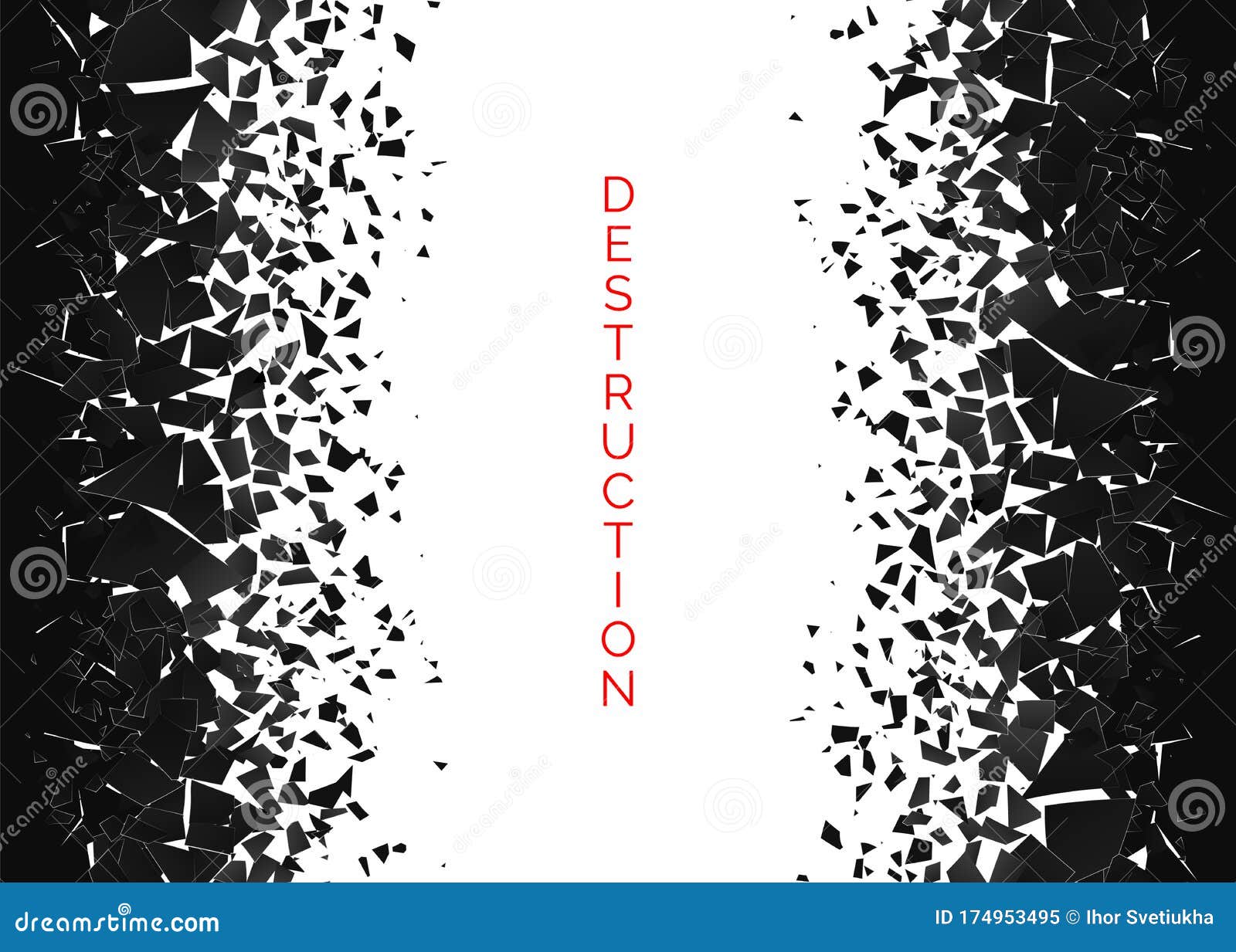Shatter and Destruction Effect. Abstract Cloud of Pieces and Fragments ...