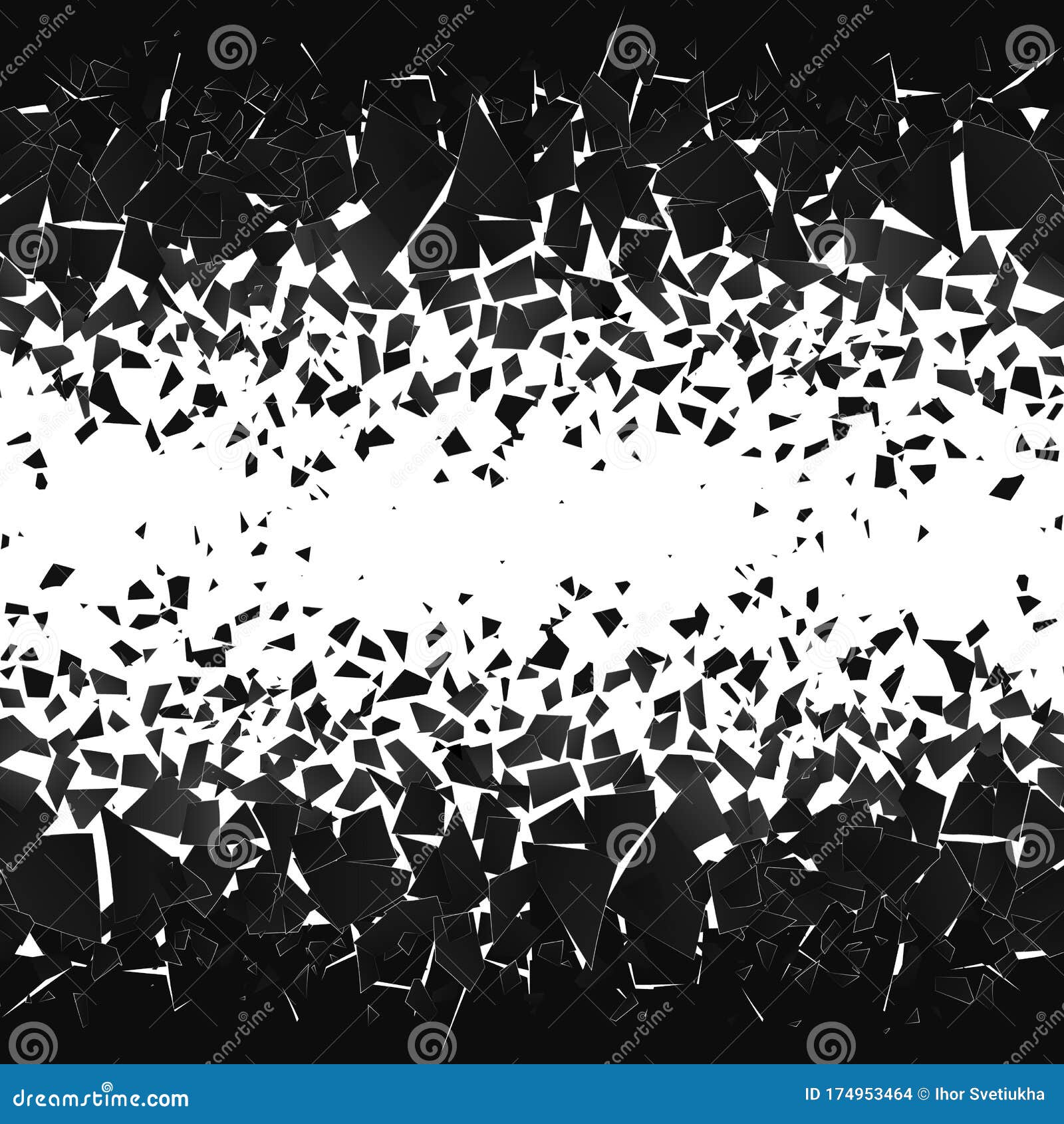 Shatter And Destruction Dark Triangle. Abstract Cloud Of Pieces And ...