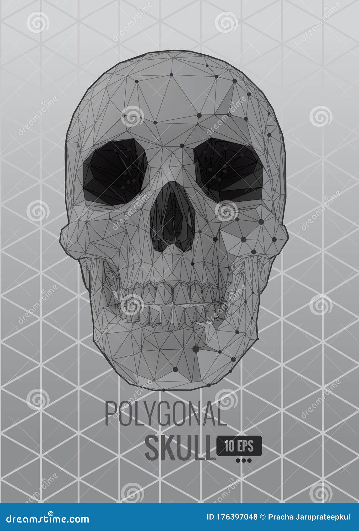 Gray Polygonal Skull Illustration in Flat Style Stock Vector ...