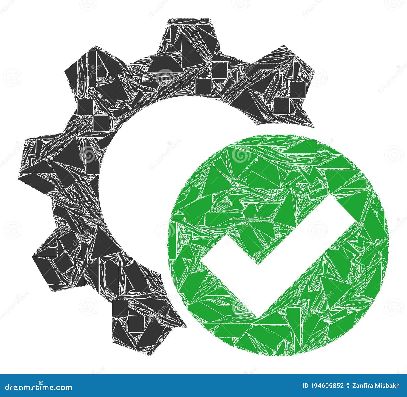 Shatter Mosaic Apply Settings Gear Icon Stock Vector - Illustration of ...