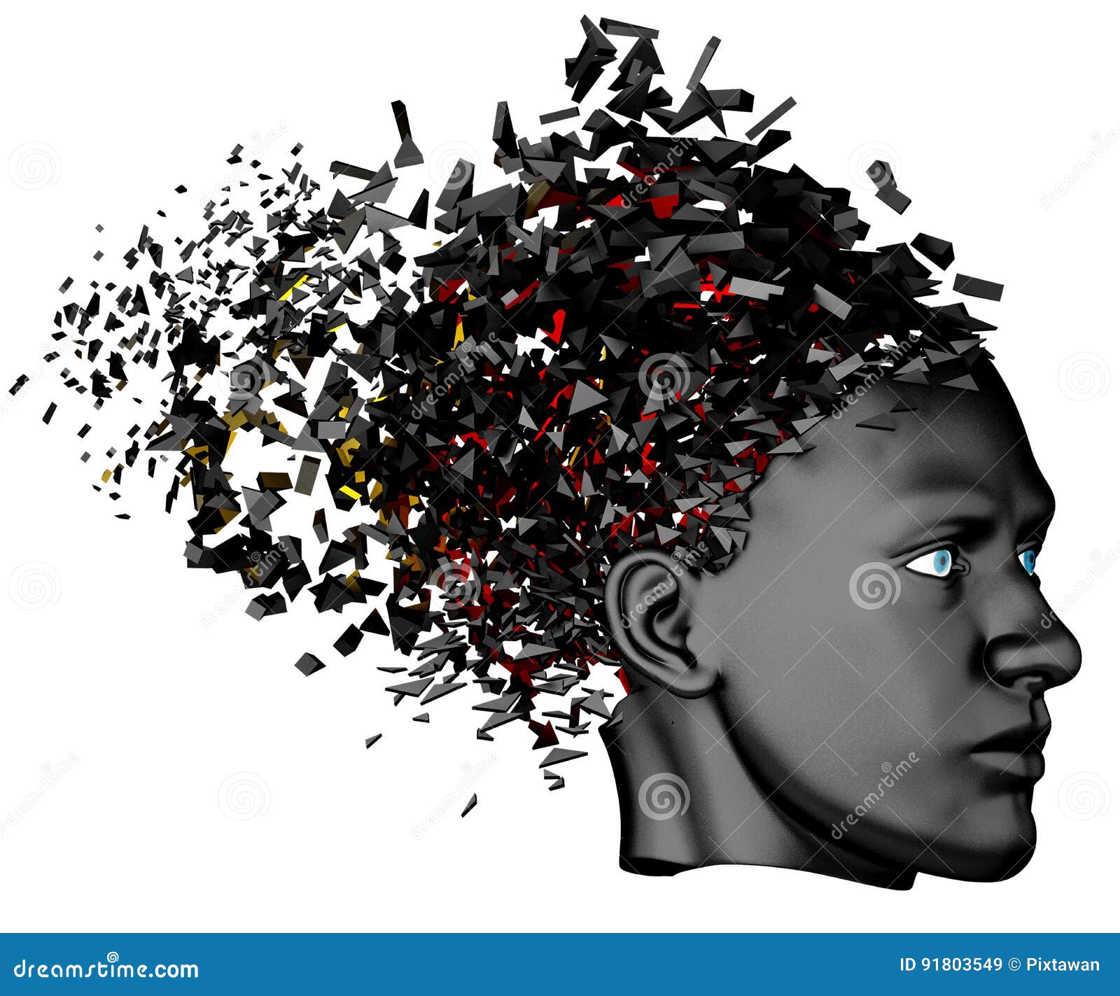 Shattered Black Head Side View Stock Illustration - Illustration of ...