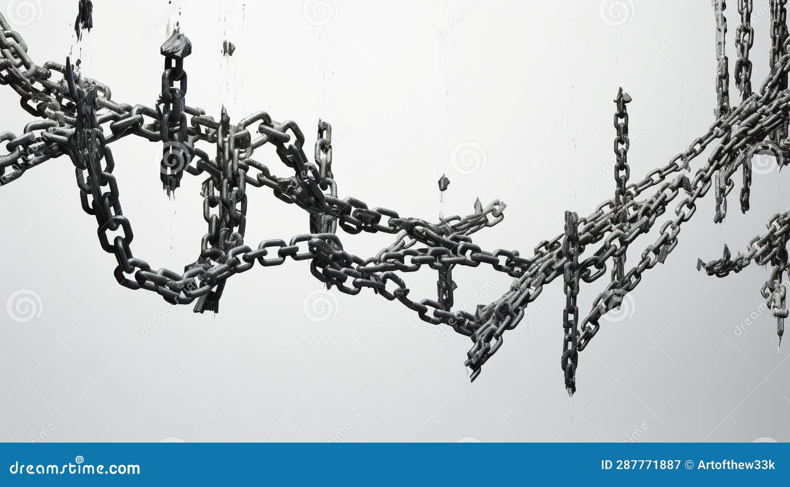 Shattered Bonds: Intricate Metallic Chains Breaking Free Stock ...