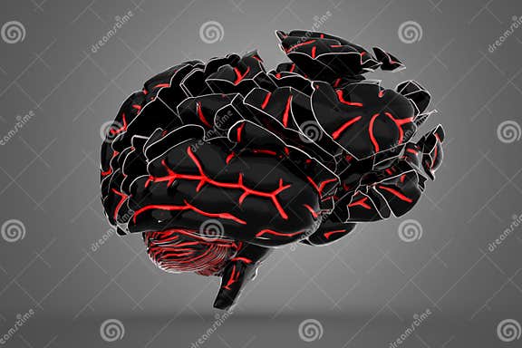 Shattered Brain Brain Disease Stock Illustration - Illustration of mind ...
