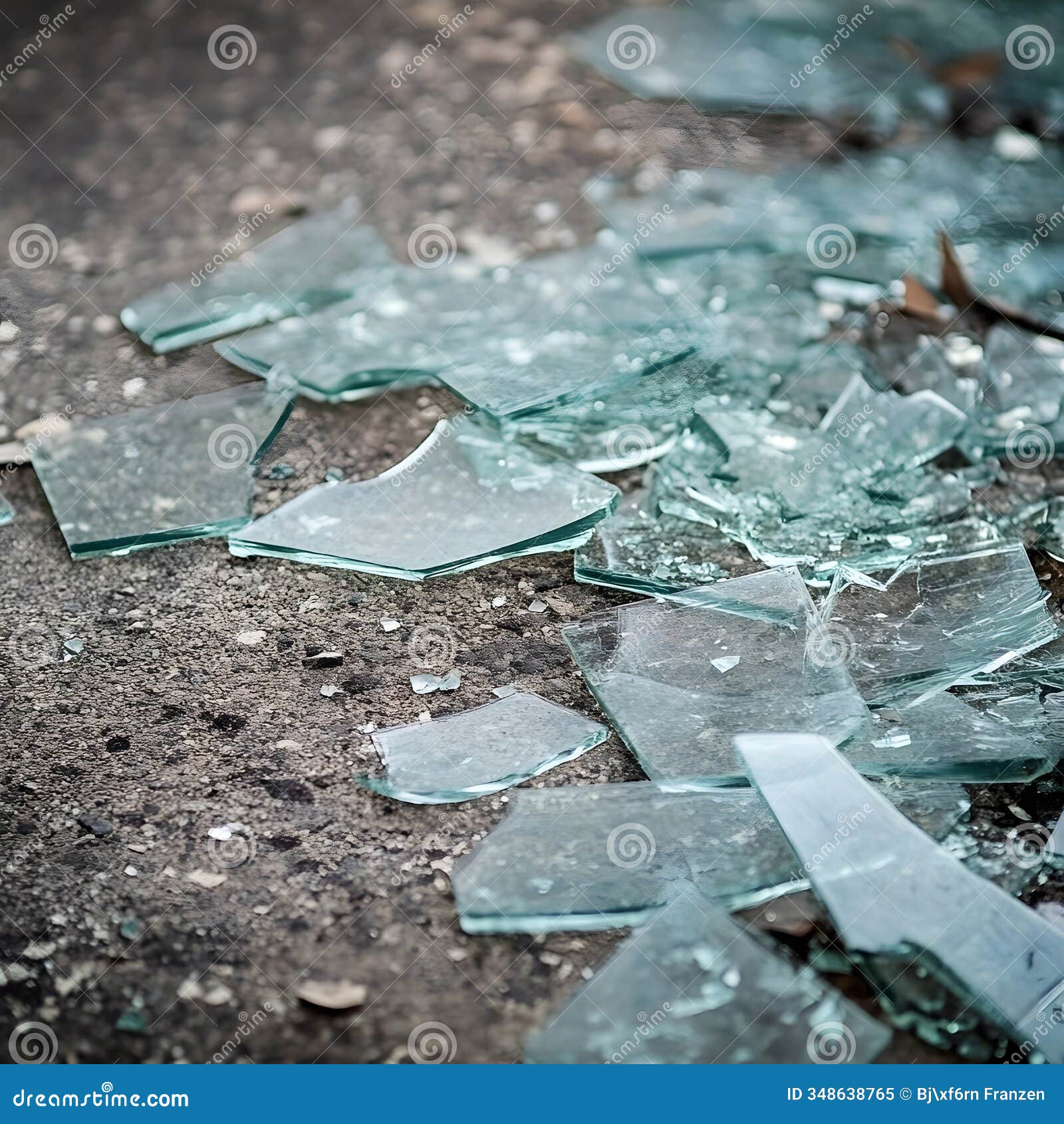 Shattered Broken Glass Dangerous Debris on the Ground Stock ...