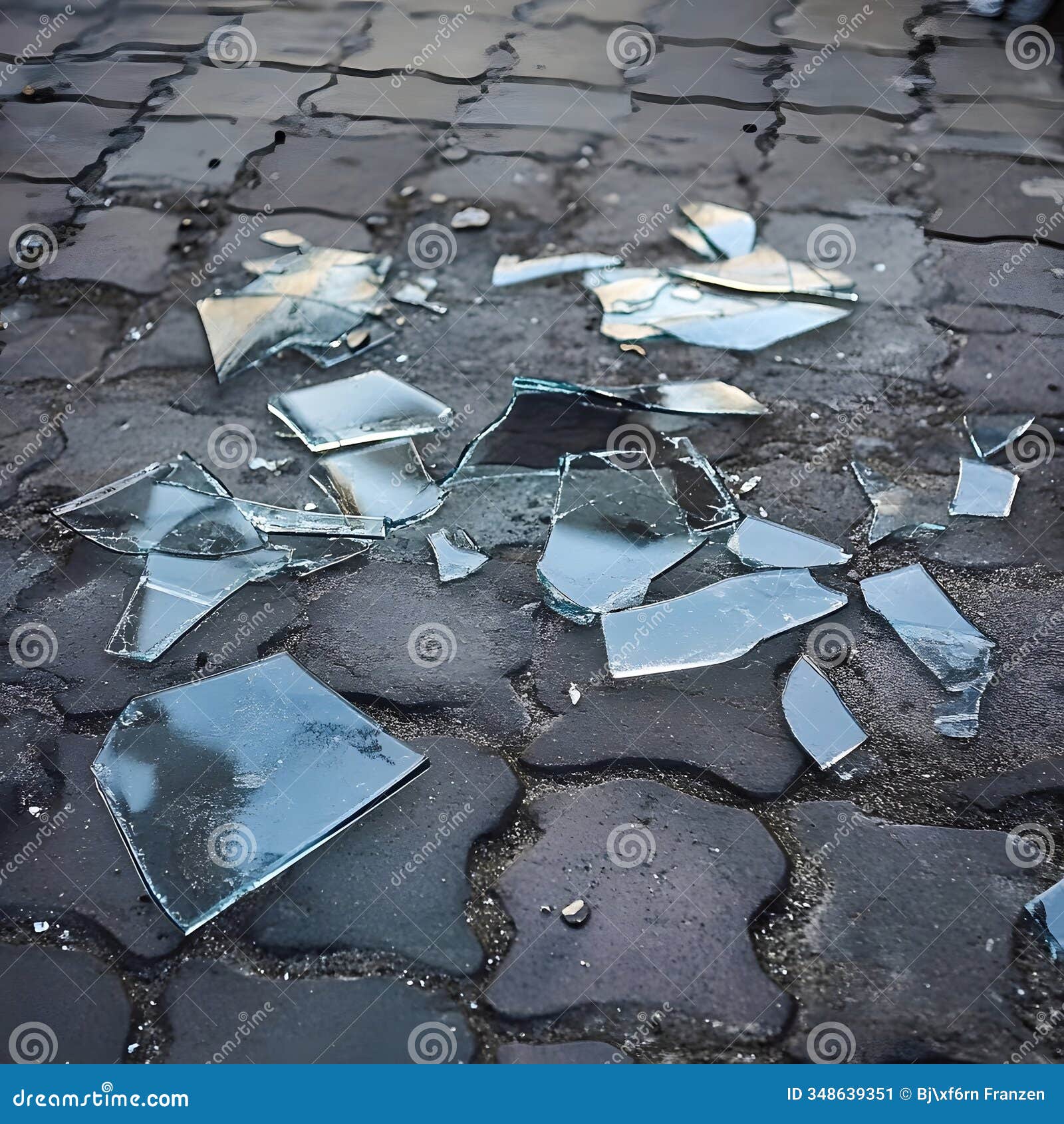 Shattered Broken Glass Debris Pieces on the Bottom Stock Illustration ...