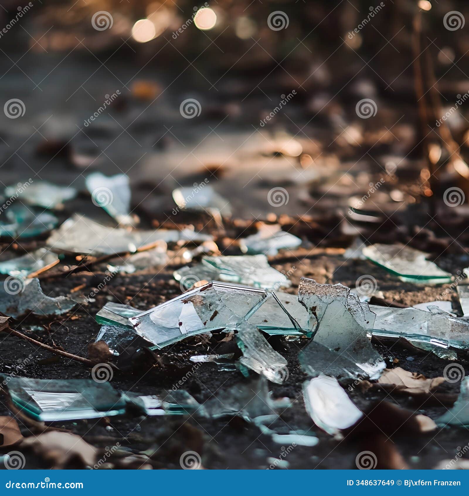Shattered Broken Glass Sharp Edges Pieces on the Ground Stock ...