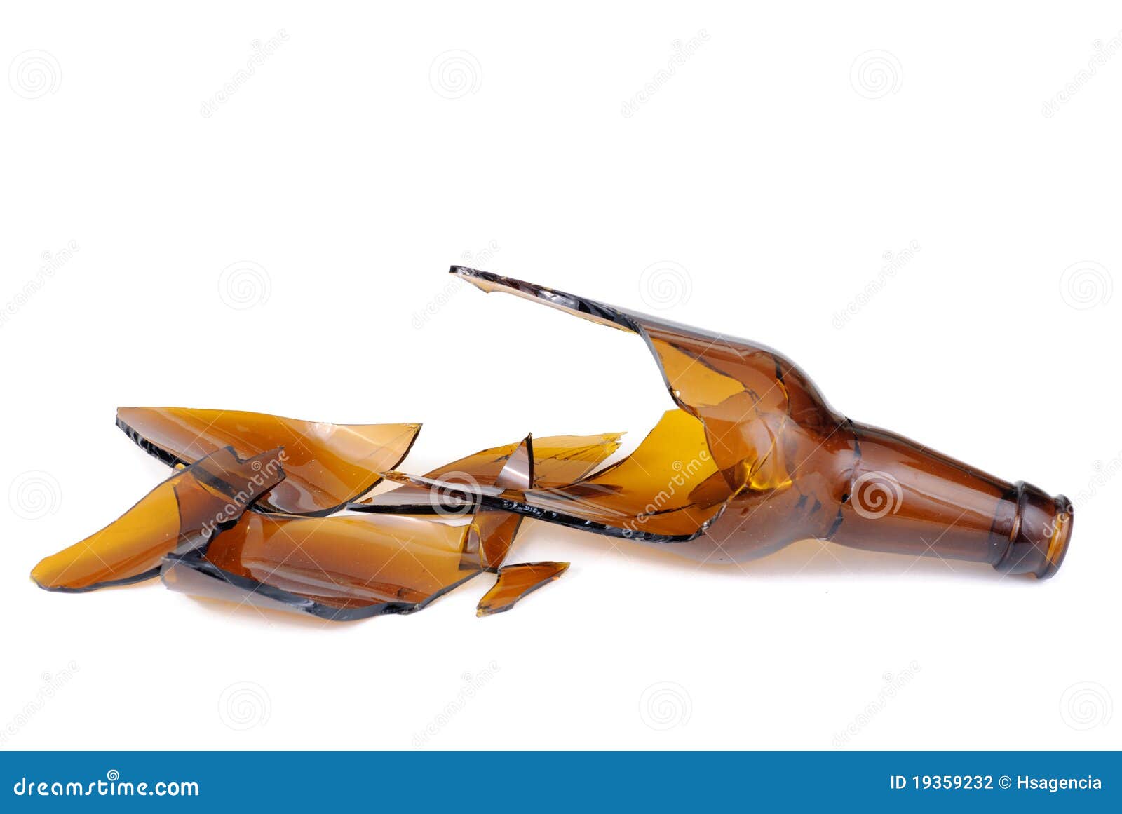 Shattered Brown Beer Bottle Isolated on the White Stock Photo - Image ...