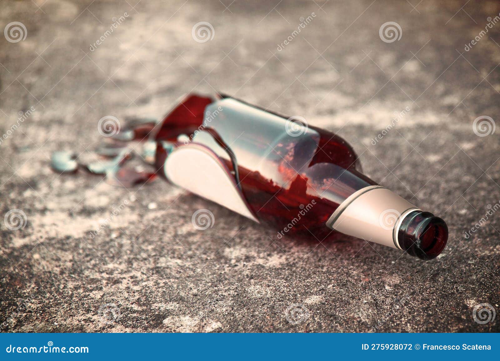 Shattered Brown Beer Bottle Resting on the Ground Stock Photo - Image ...