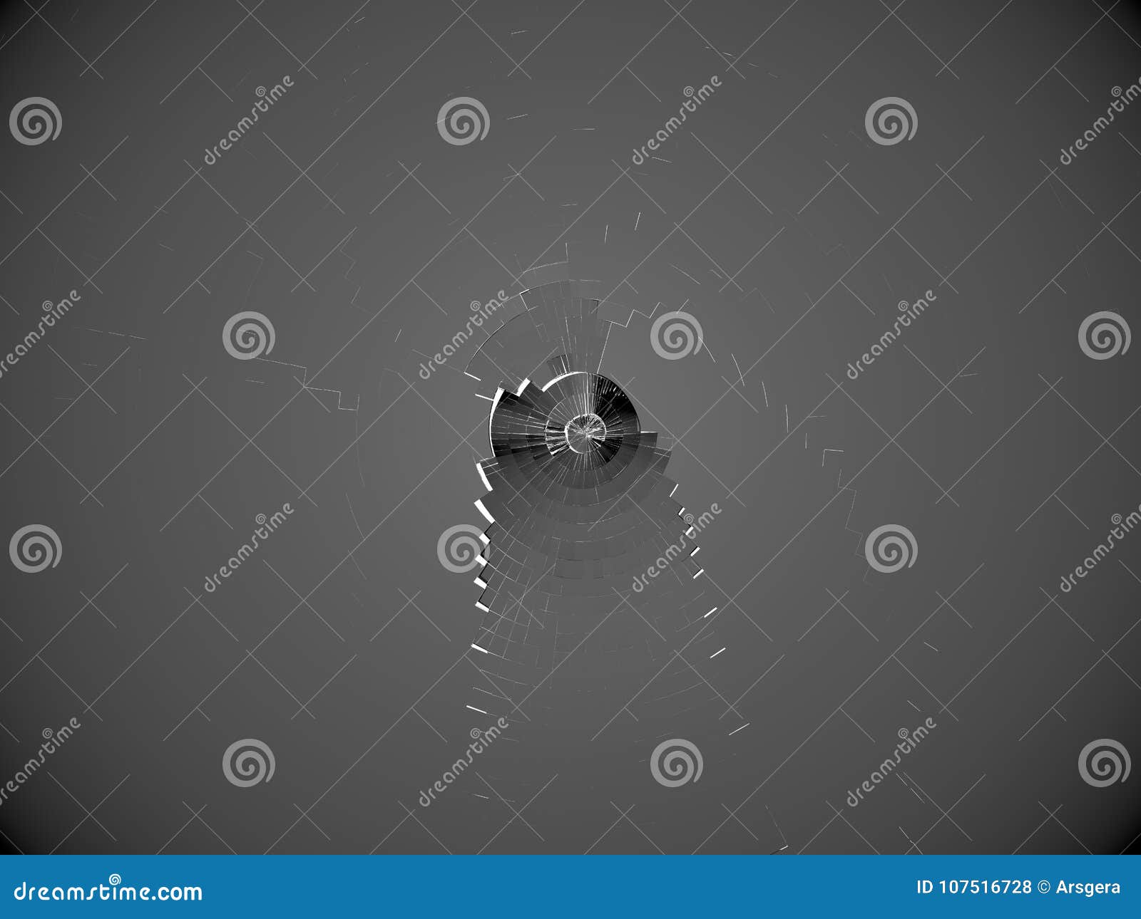Shattered Bulletproof Glass with Bullet Hole Stock Illustration ...