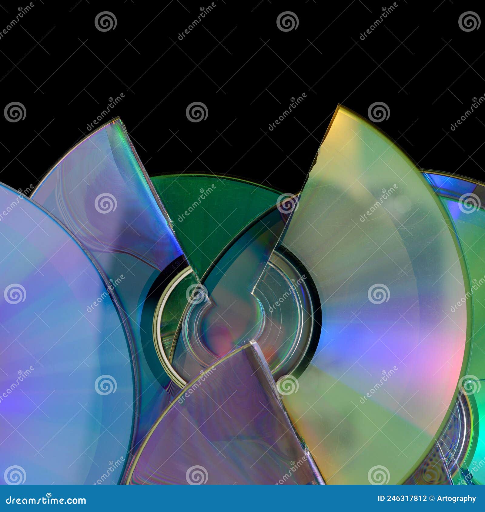 Shattered CDs stock photo. Image of broken, sharp, green - 246317812