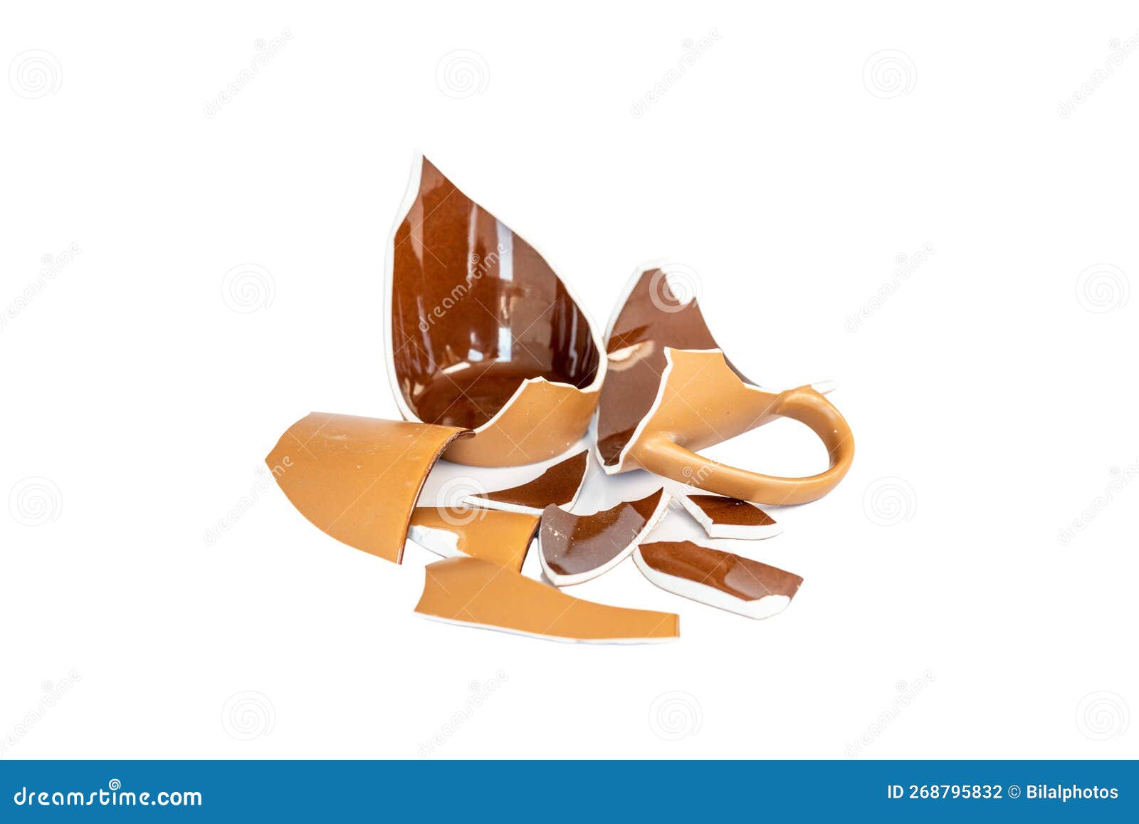 Shattered Coffee Mug Pieces on White Background Stock Photo - Image of ...