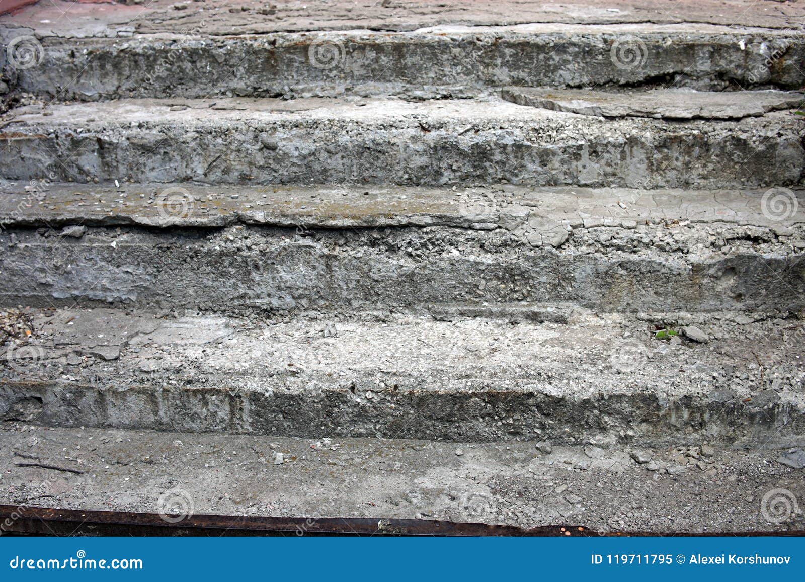 The Shattered Concrete Steps Stock Image - Image of green, brick: 119711795