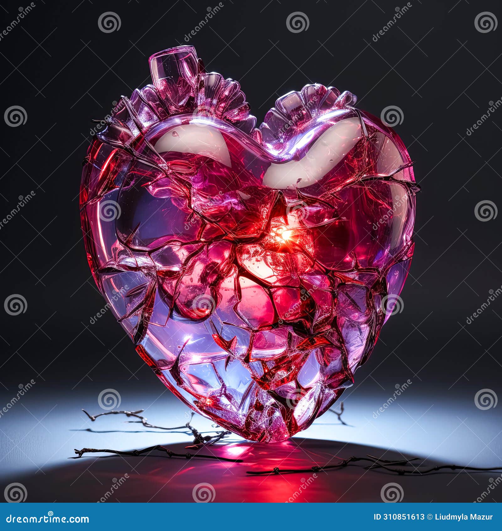 Shattered Emotions, Broken Glass Heart Stock Image - Image of precious ...