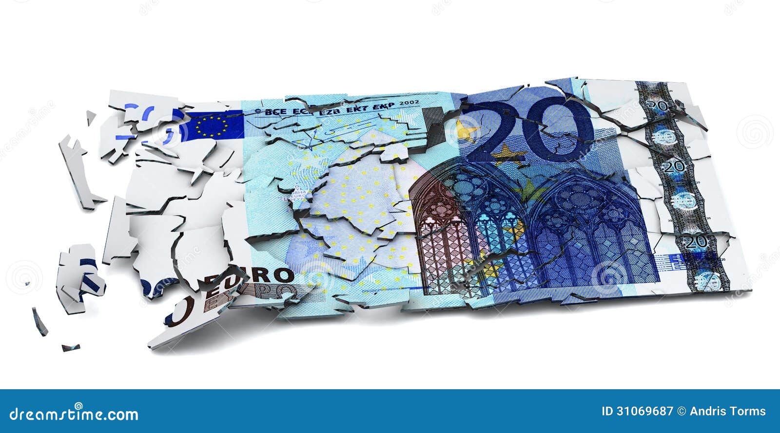 Shattered euro banknote stock illustration. Illustration of european ...