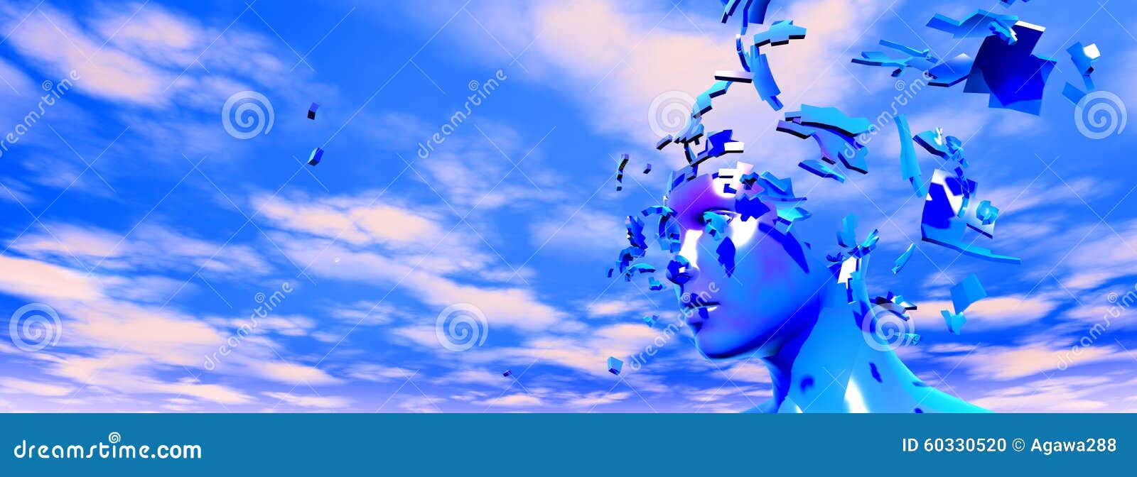 Shattered Face Stress and Headache Abstract Idea. Stock Illustration ...