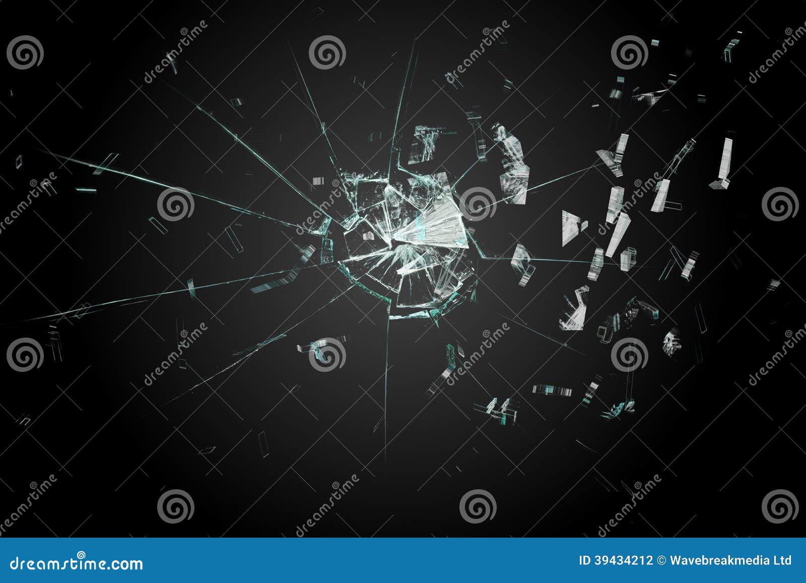 Shattered Glass on Black Background Stock Illustration - Illustration ...