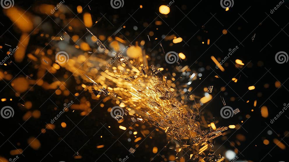 Shattered Glass Exploding in Sharp Fragments on Dark Background Stock ...