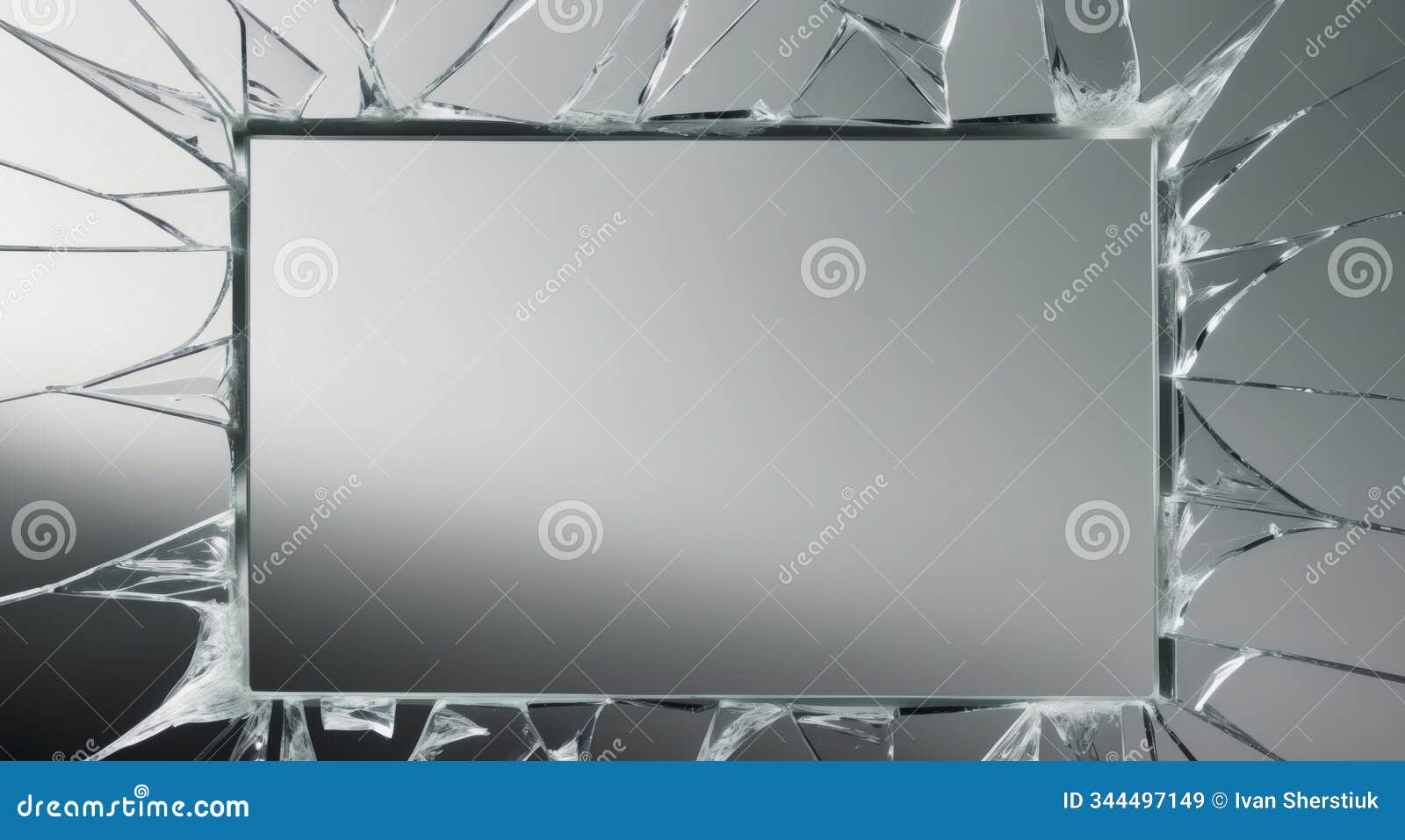 Shattered Glass Framing A Grey Gradient Background. Royalty-Free Stock ...