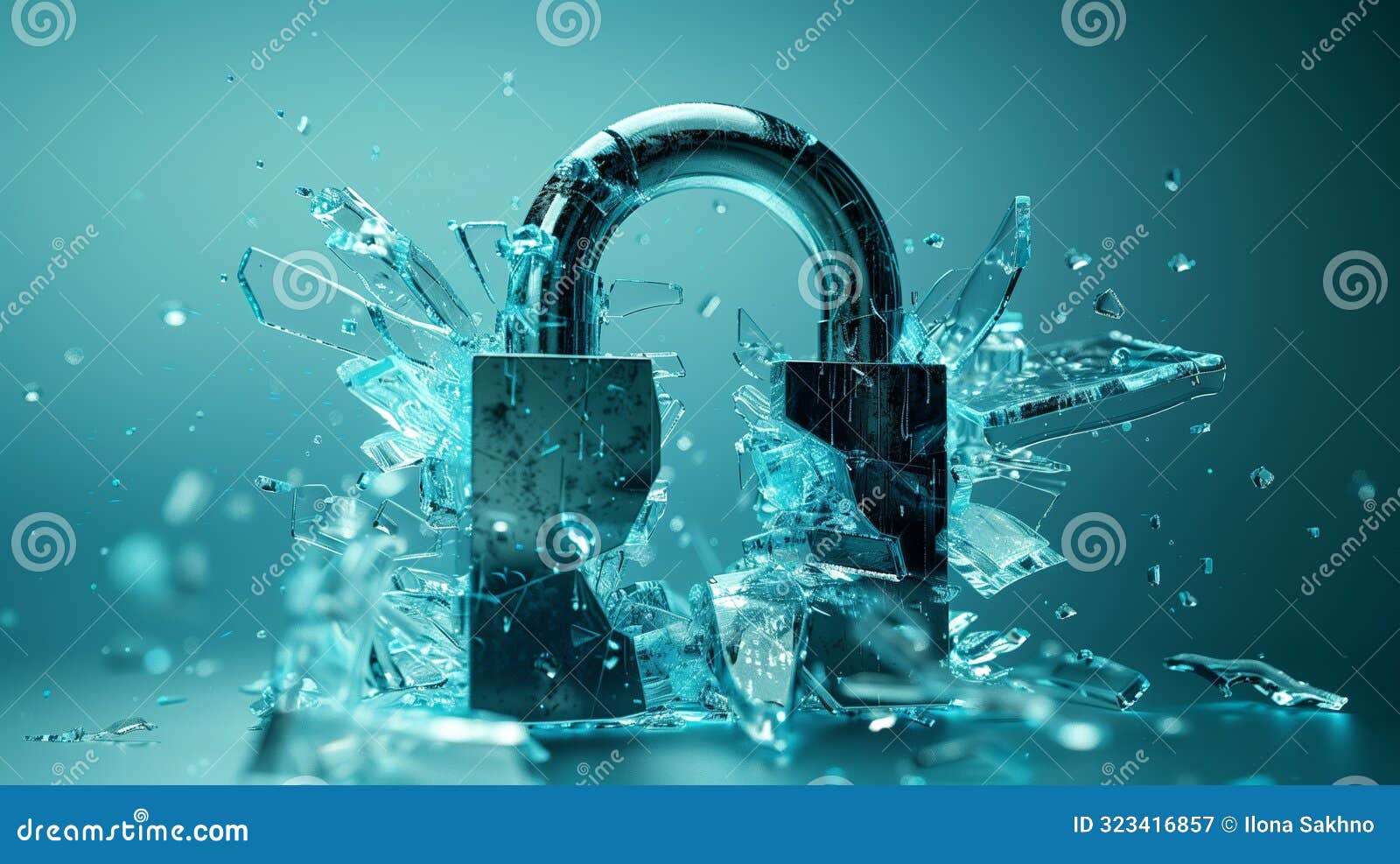 Shattered Glass Lock Symbolizing Data Security Breach Stock ...