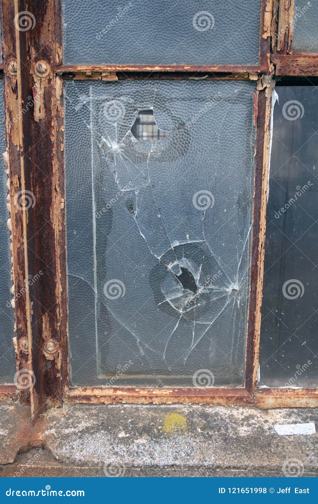 Old Broken Window in a Warehouse. Stock Photo - Image of bleak ...