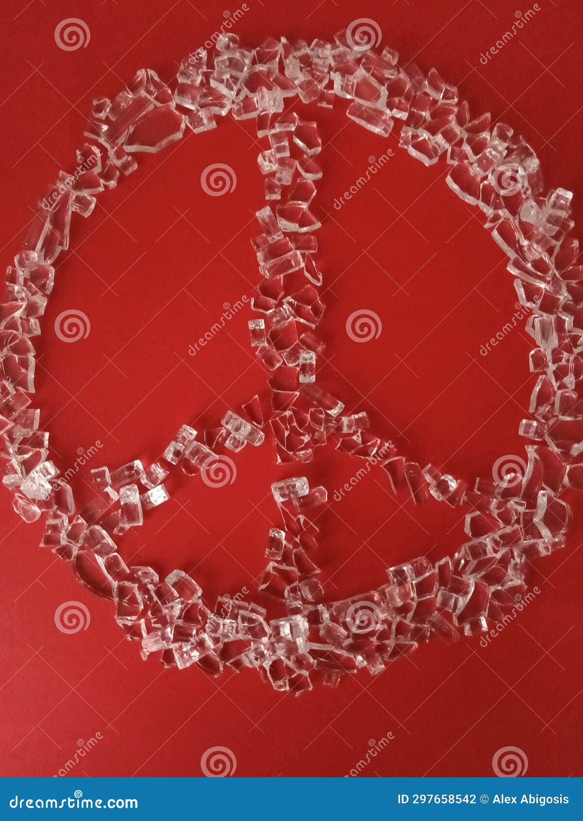 Shattered Glass Peace Sign on a Red Background Stock Illustration ...
