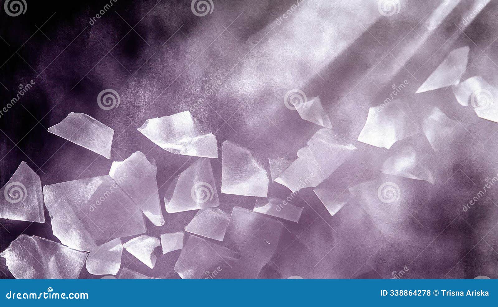 Shattered Glass Pieces Illuminated by Soft Light, Creating a Dramatic ...