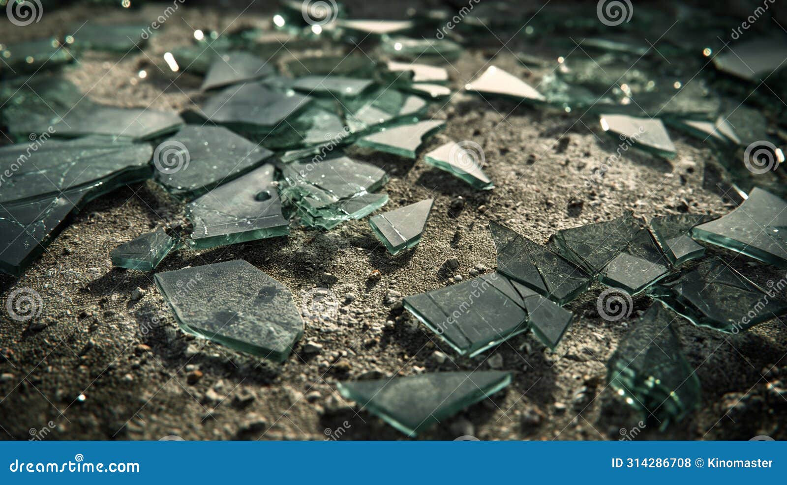 Shattered Glass on Rough Concrete Surface. Generative AI Stock Photo ...