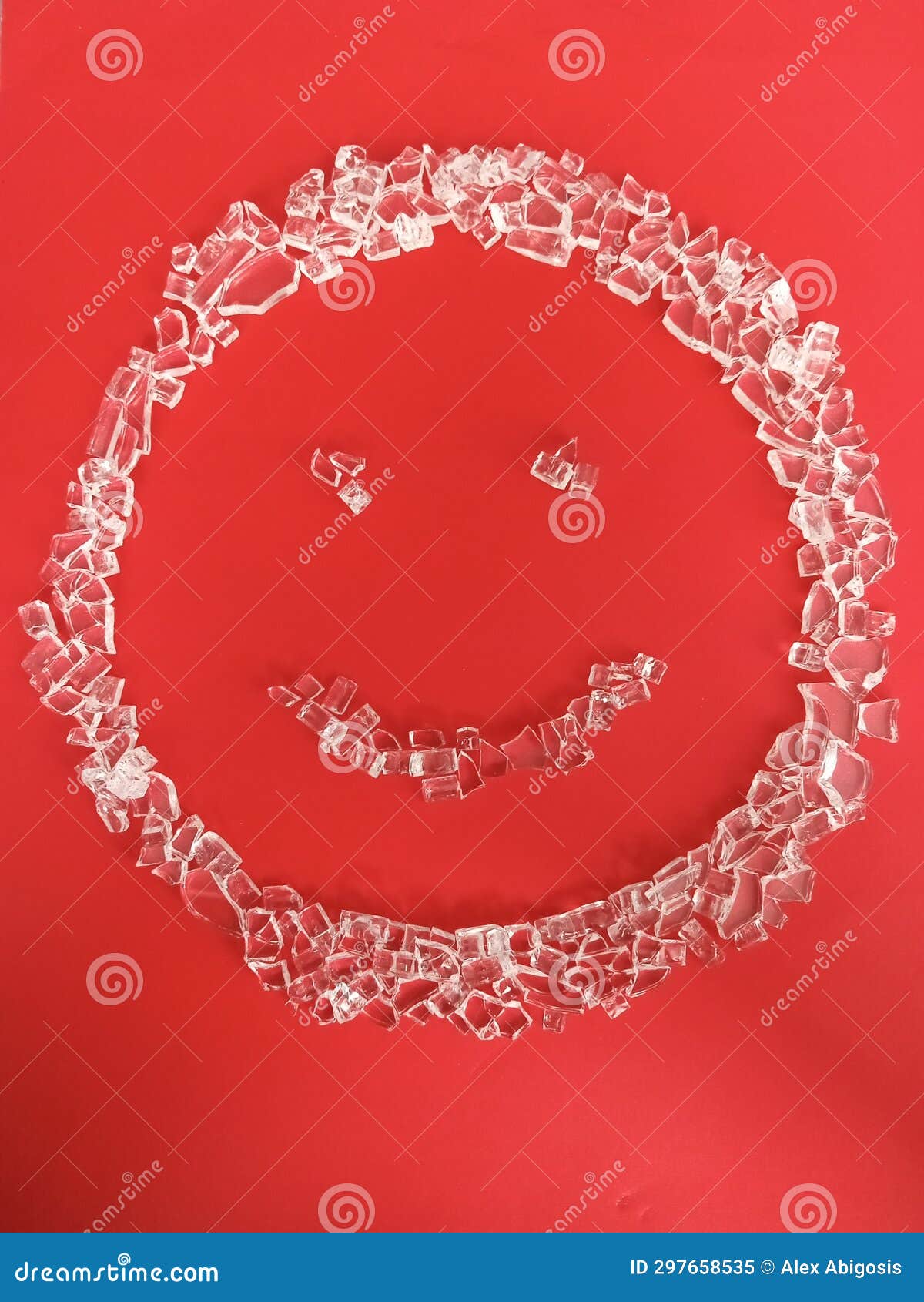 Shattered Glass Smiley Face On A Red Background Royalty-Free Stock ...