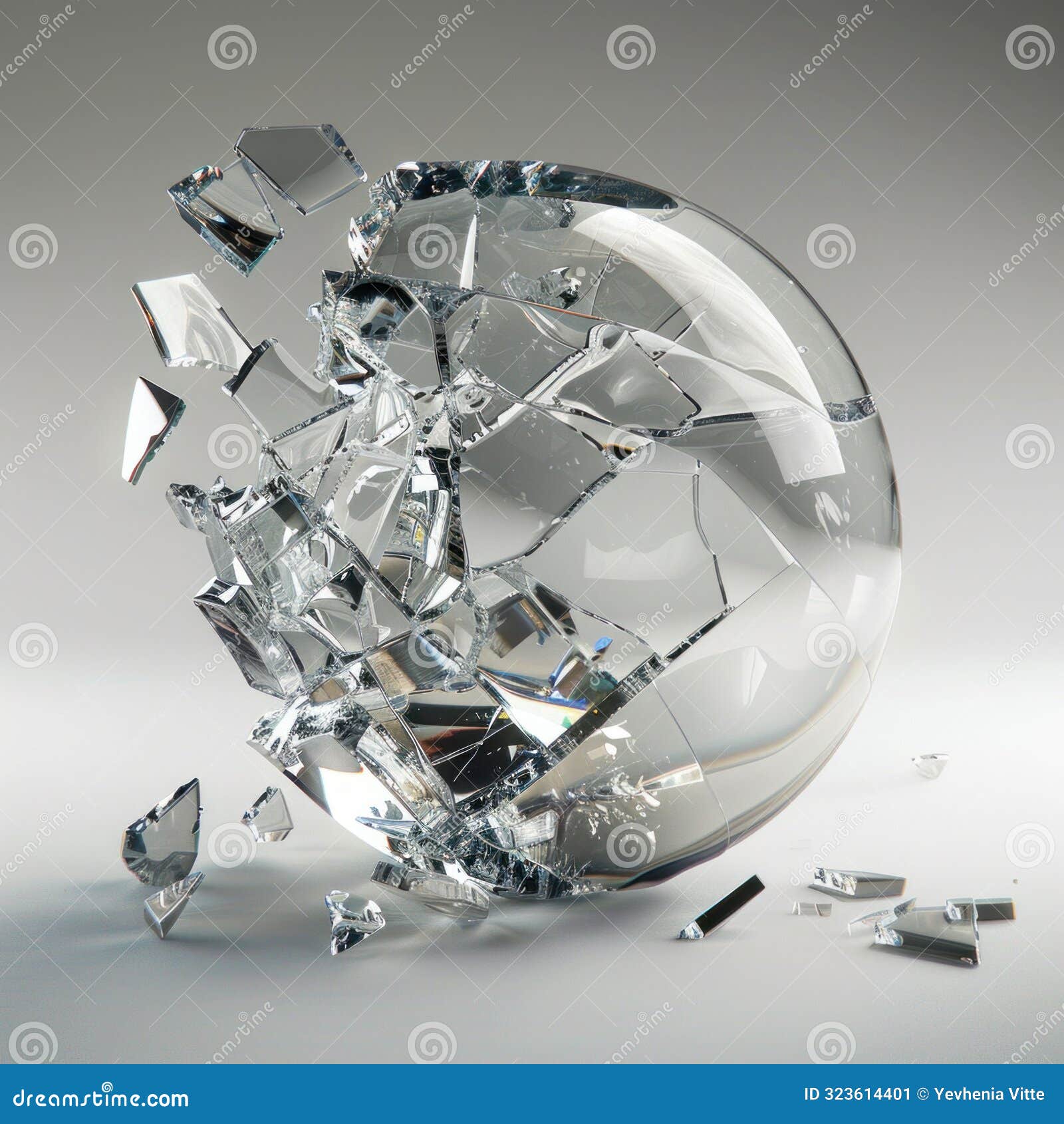 Shattered Glass Sphere on Light Background. Generative Ai Stock ...