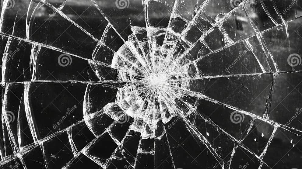 Shattered Glass Surface Displays Complex Fracture Pattern Stock ...