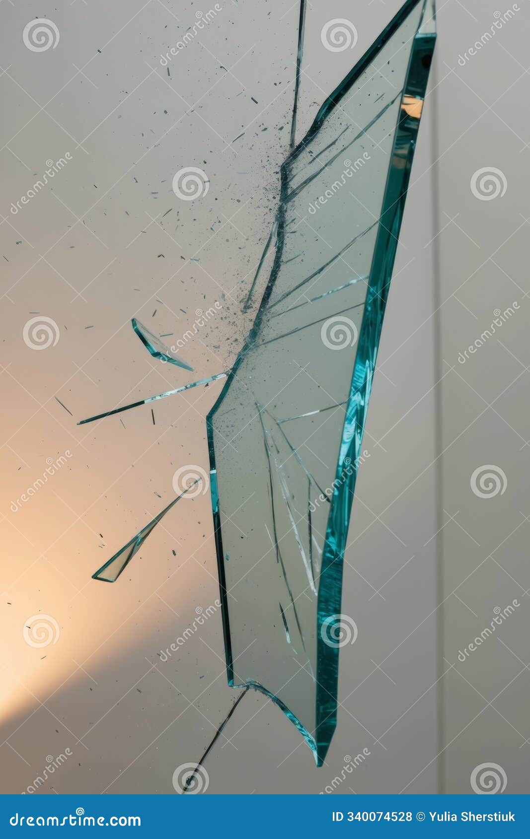 Shattered Glass Surface with Jagged Edges and Dust Particles ...