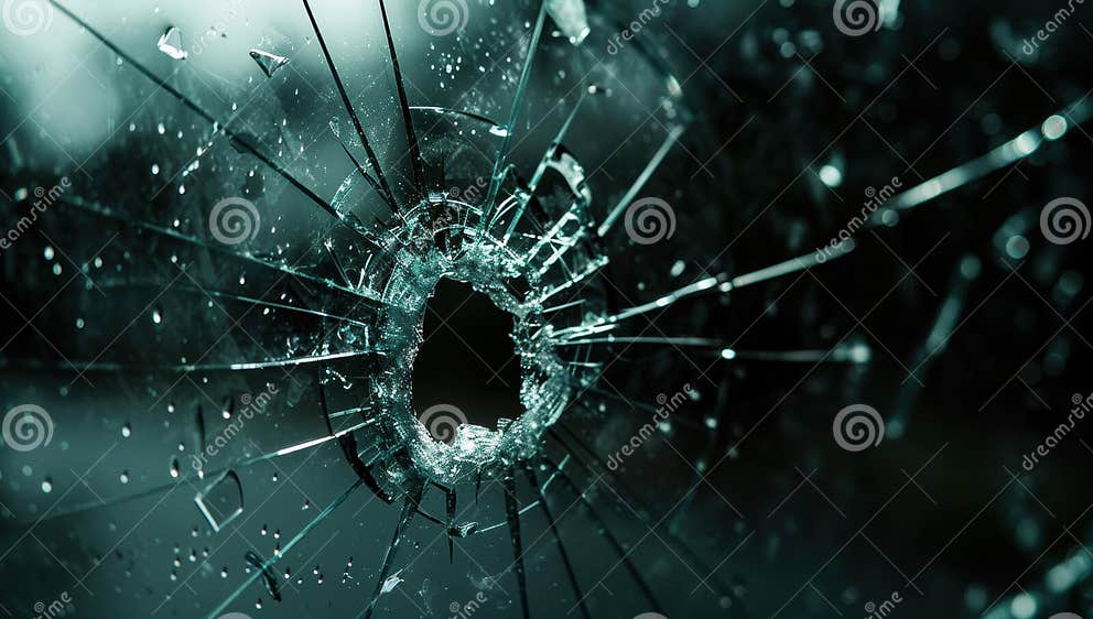 Shattered Glass Window in Dark Environment Stock Illustration ...