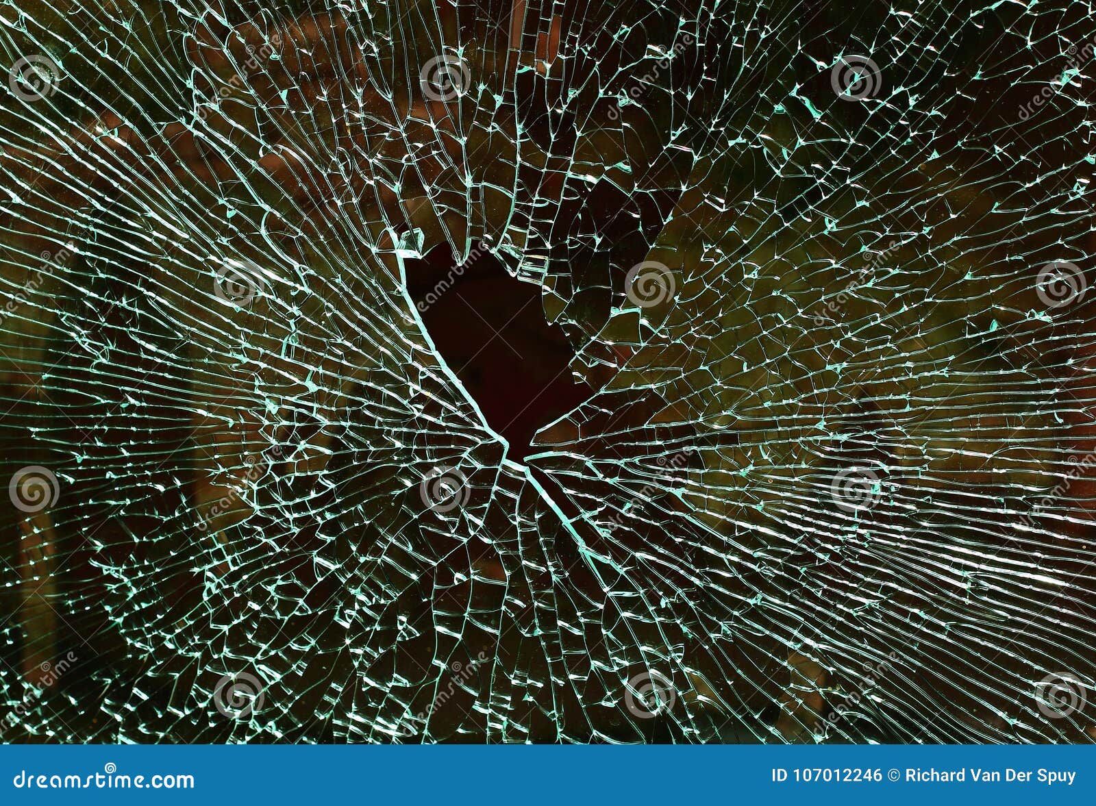 Shattered Glass Window Displaying Interesting Patterns Stock Photo ...