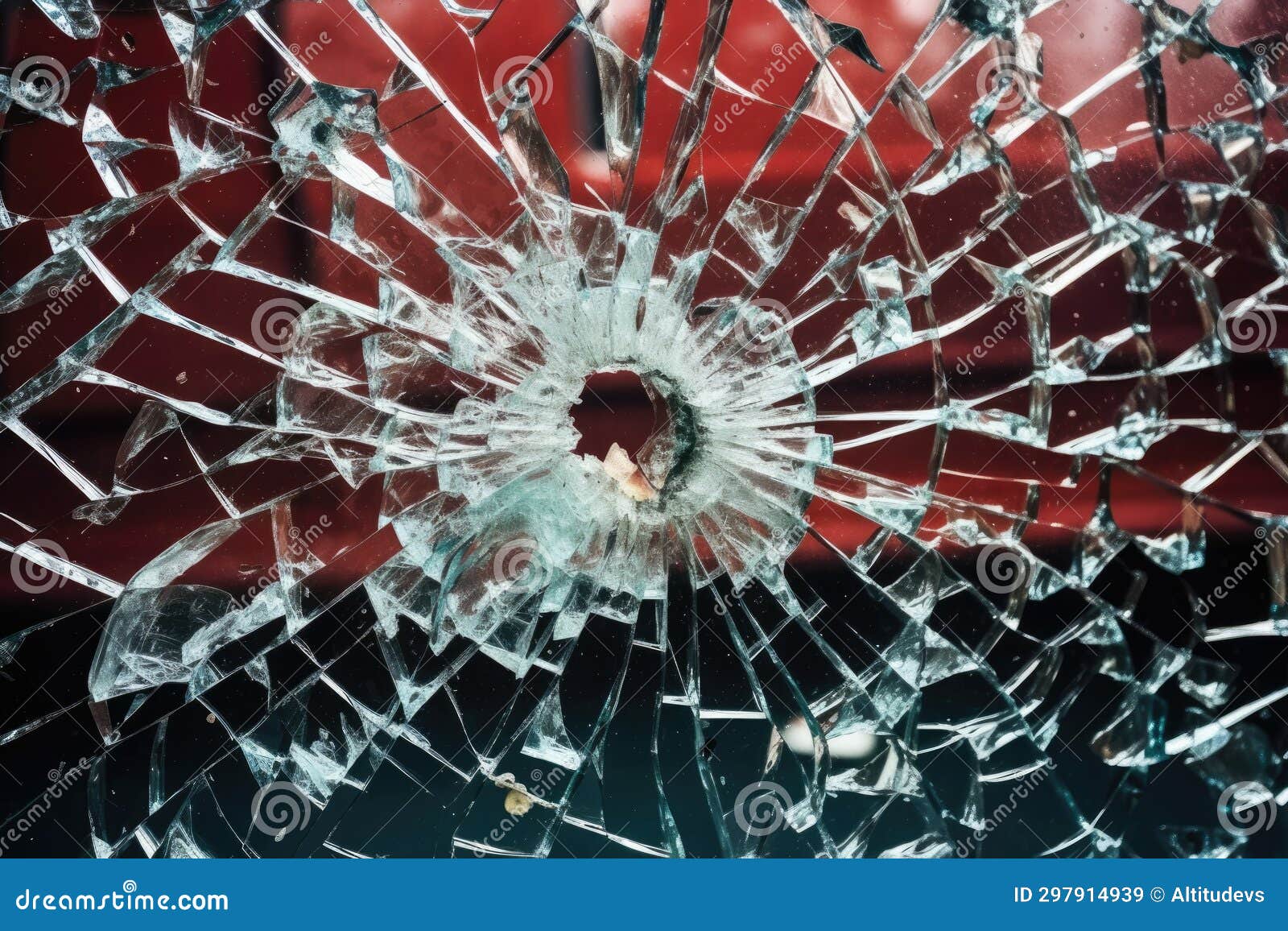 Shattered Glass Window with Rain Droplets Stock Image - Image of ...