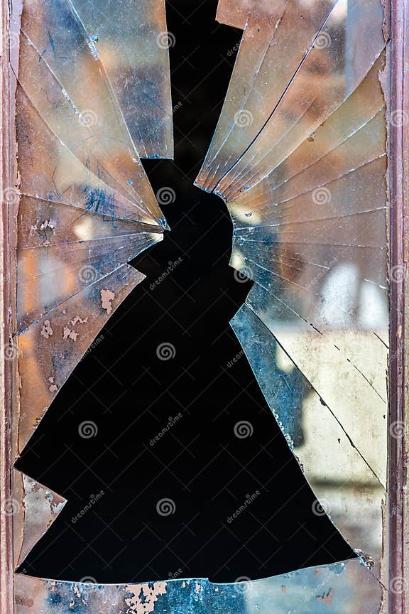 Shattered Glass of a Door Window Stock Image - Image of cracks, door ...