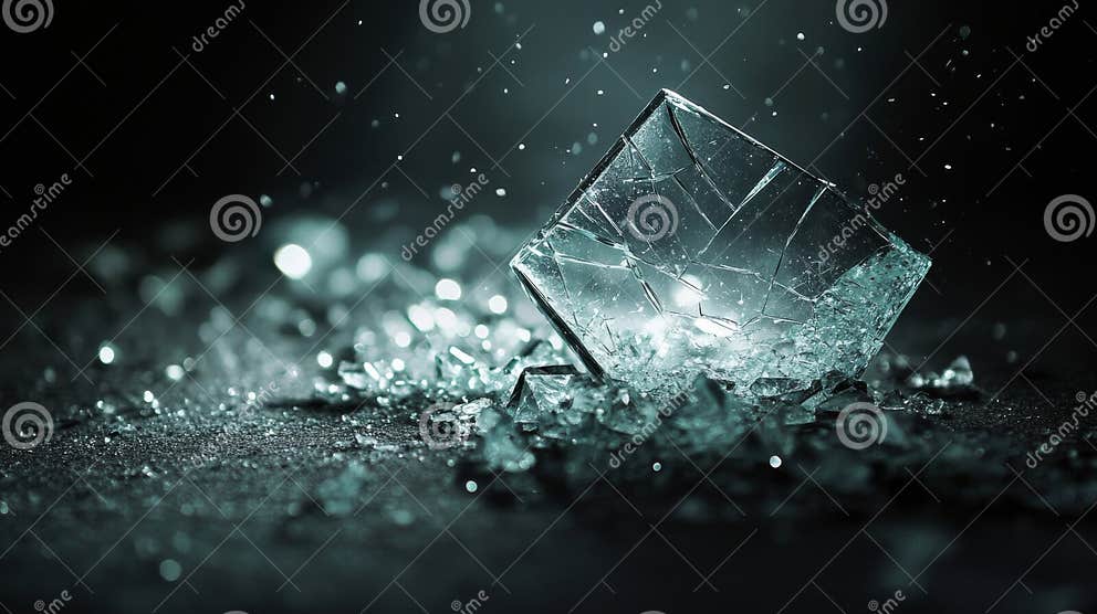 Shattered Ice Cube on Dark Surface Stock Illustration - Illustration of ...