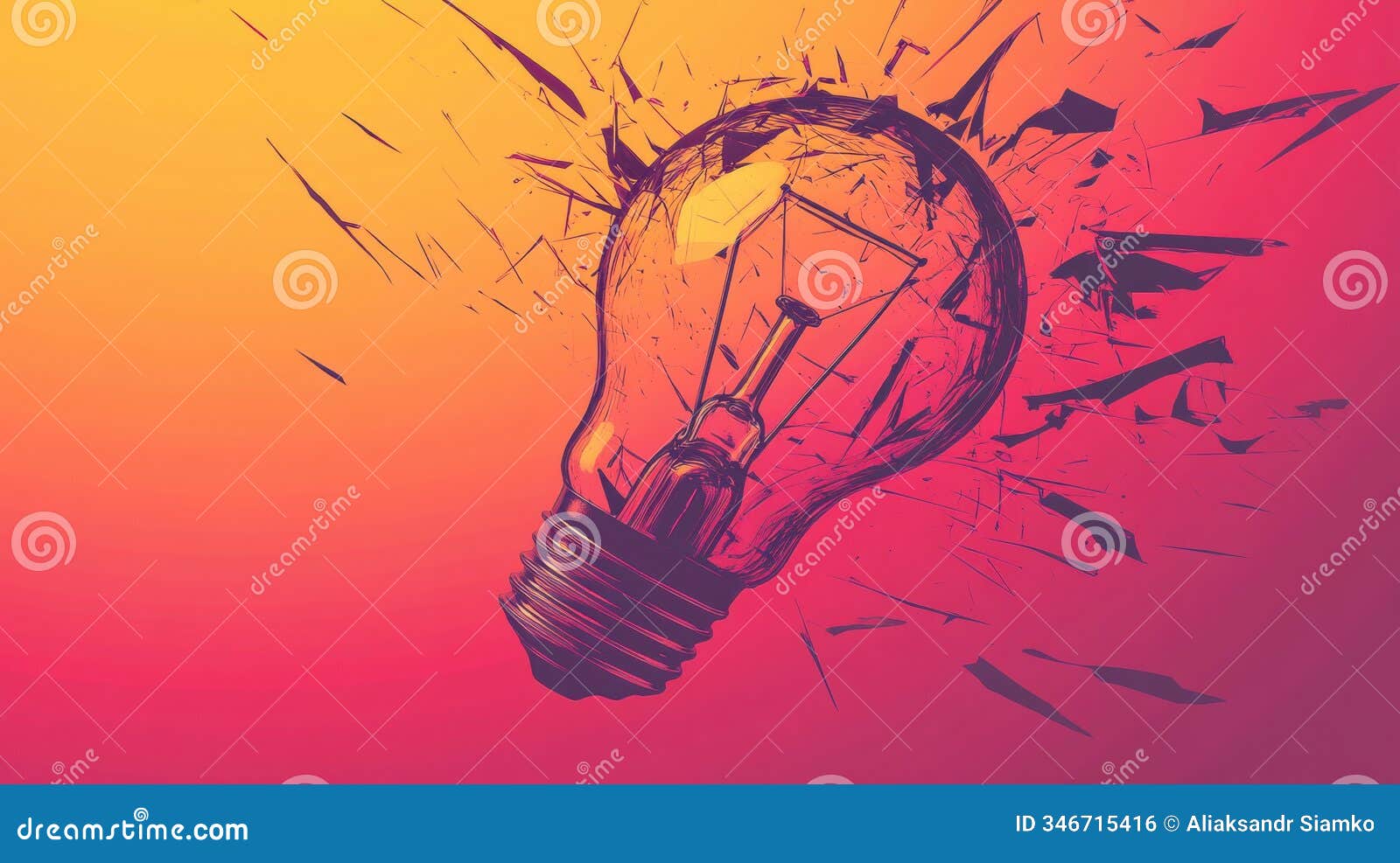 Shattered Light Bulb Concept on a Gradient Background Symbolizing Ideas ...
