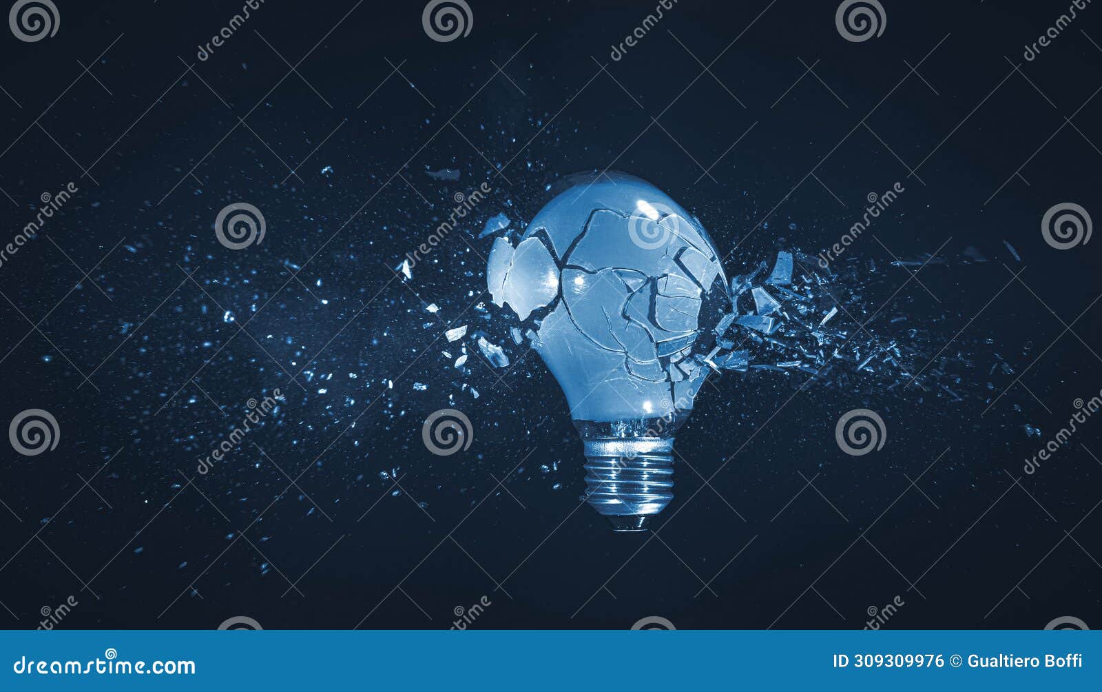 Shattered Light Bulb on Dark Background Stock Photo - Image of tone ...
