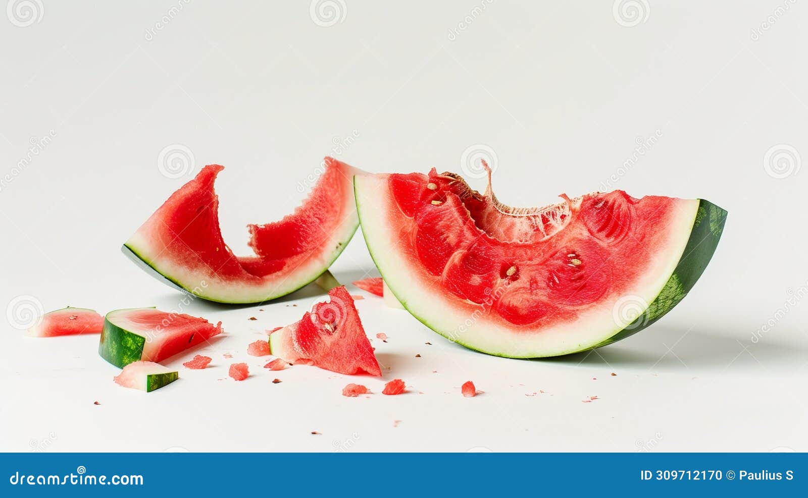 Shattered Melon: a Broken, Crashed, and Smashed Watermelon on a White ...