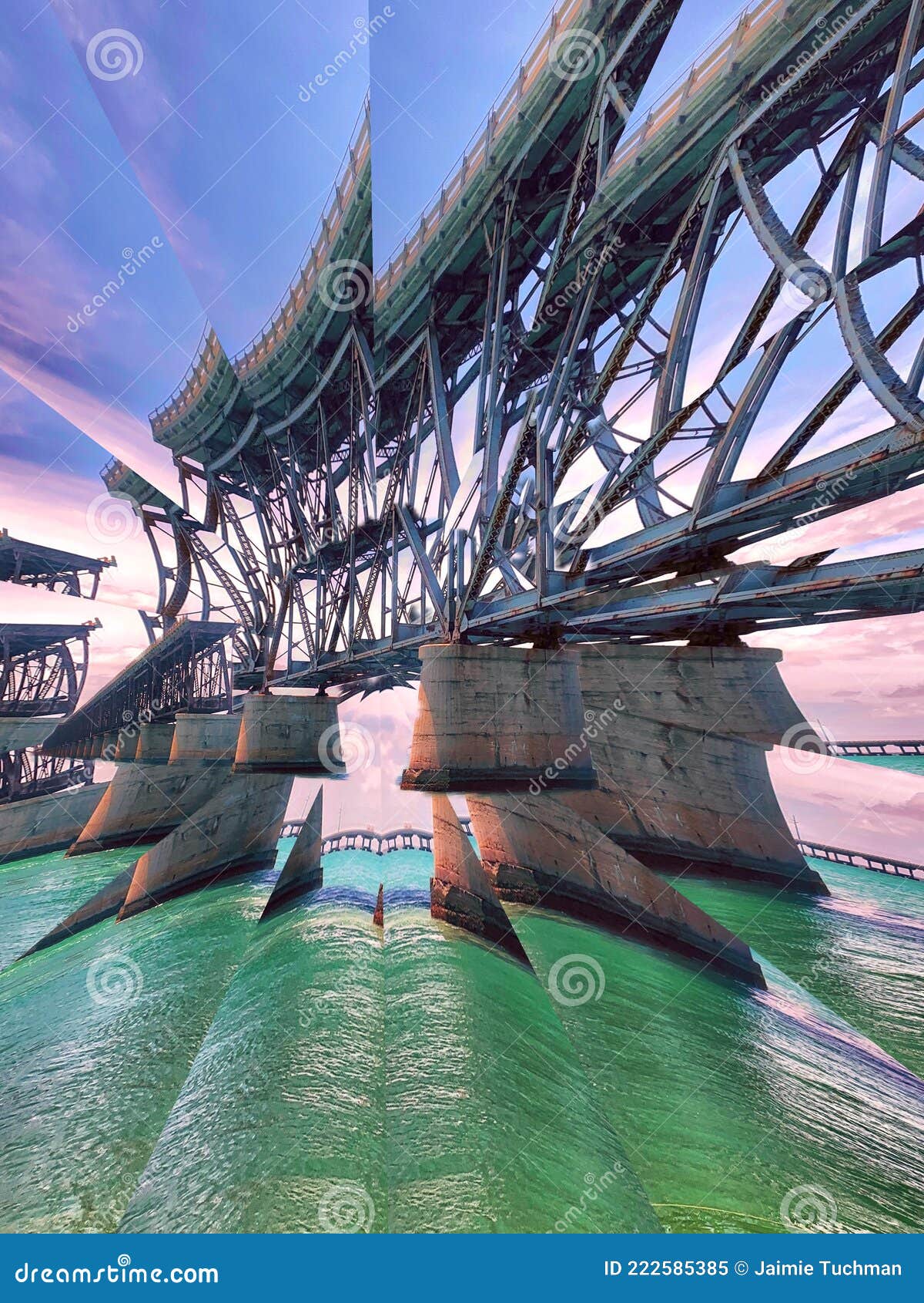 Exploding Bridge at Sunset in Florida Stock Image - Image of hazard ...