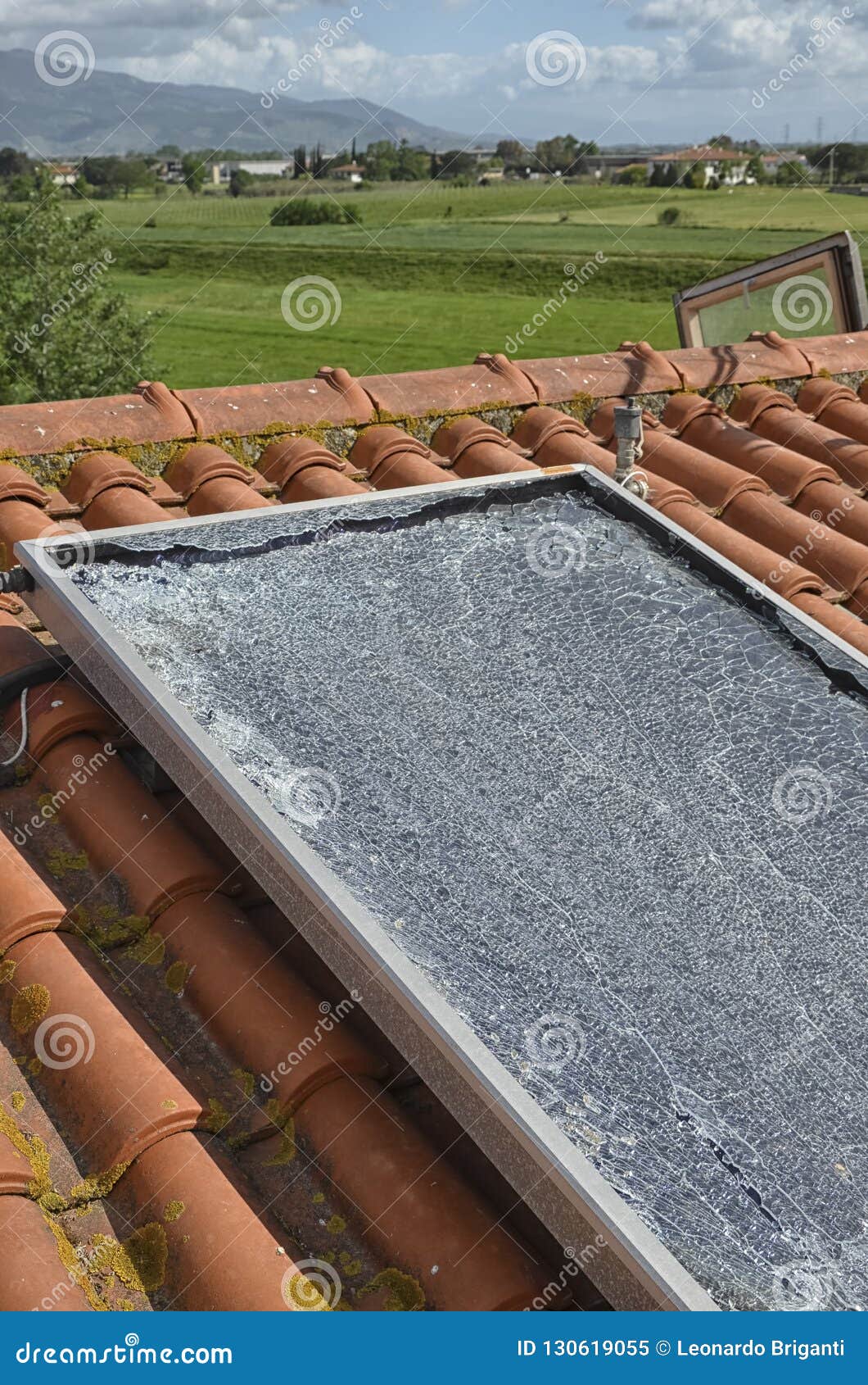 Shattered Photovoltaic Panel after a Hailstorm Stock Image - Image of ...