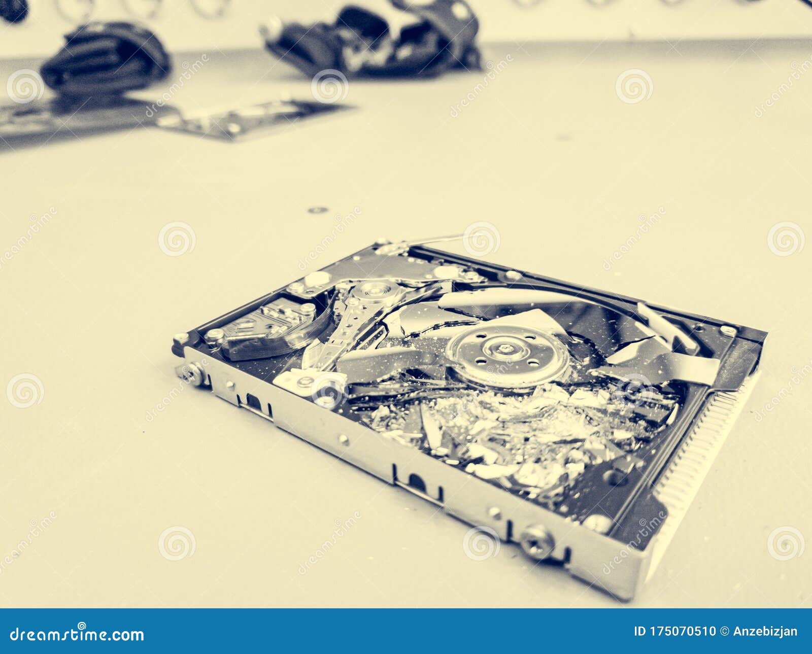 Shattered Platter of Computer Hard Drive Disk. Stock Photo - Image of ...