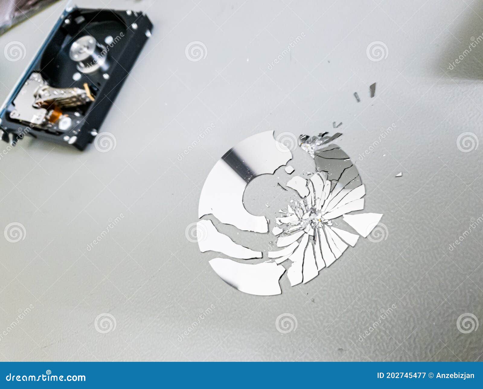 Shattered Platter of Computer Hard Drive Disk. Stock Image - Image of ...