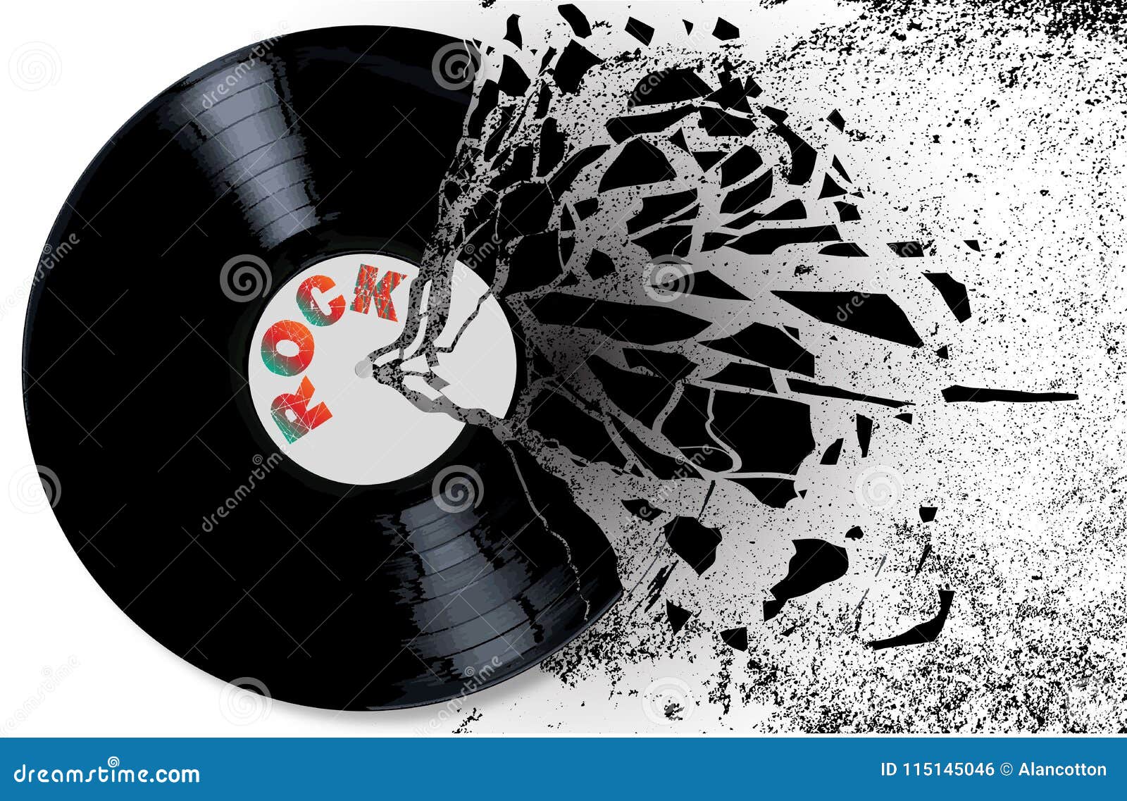 Shattered Record stock vector. Illustration of artwork - 115145046