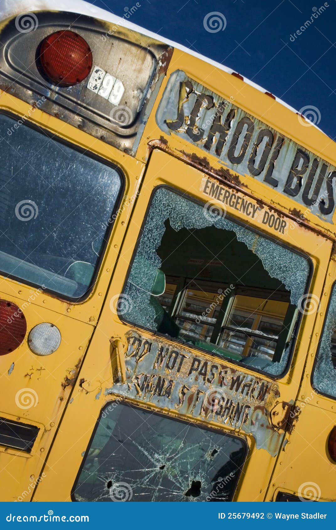 Shattered School Bus stock photo. Image of holes, danger - 25679492