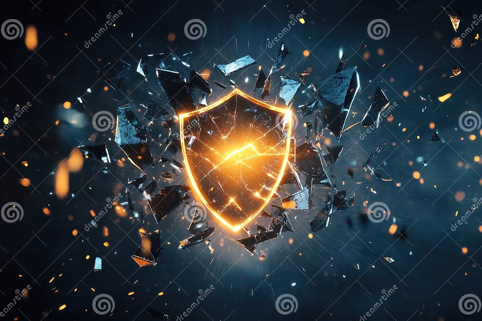 A Shattered Shield with a Glowing Light Inside Stock Photo - Image of ...