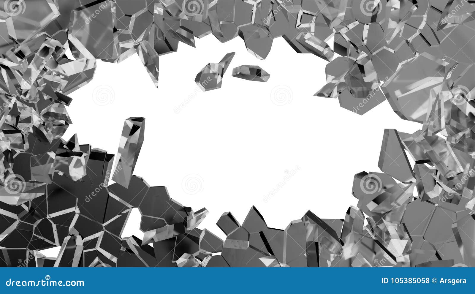 Shattered or Smashed Glass: Sharp Pieces on White Stock Illustration ...