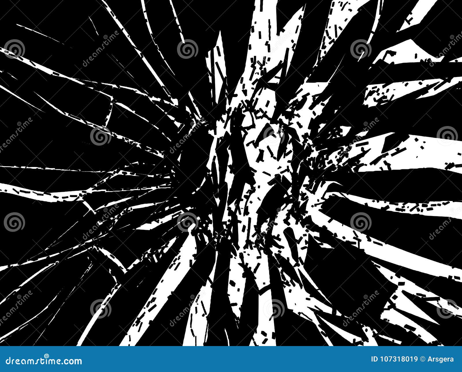 Shattered or Smashed Pieces of Black Glass Isolated Stock Illustration ...