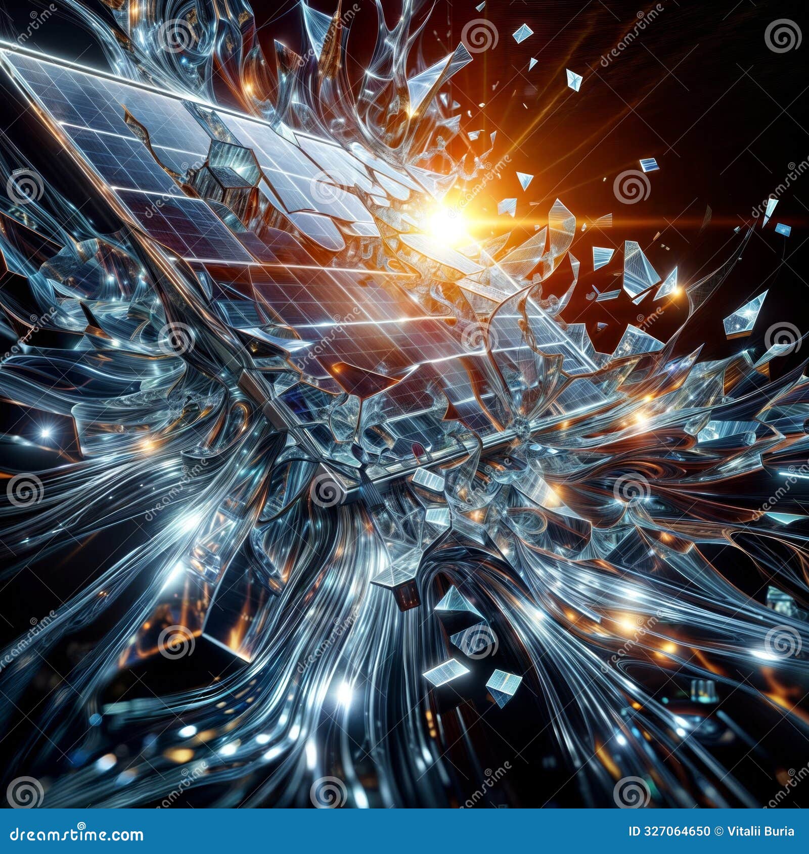 Shattered Solar Panel Art, Generative Ai Stock Illustration ...